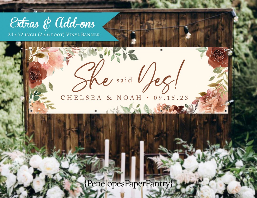 Fall Engagement Party Vinyl Banner,custom Vinyl Banner,she Said Yes ...