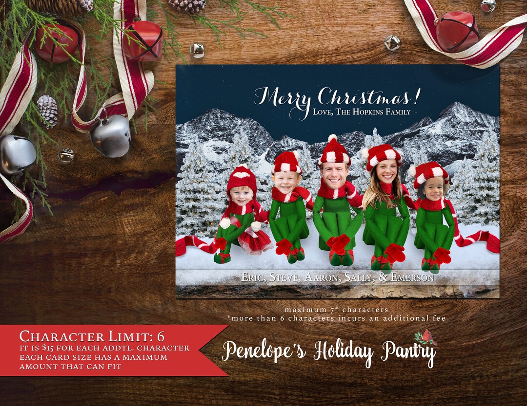 Funny Christmas Family Photo Card,elf Family,family as Elves,pets,snow ...