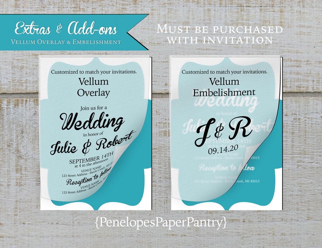 Vellum Invitation Overlay Personalized Translucent Sheer Onion Skin ...