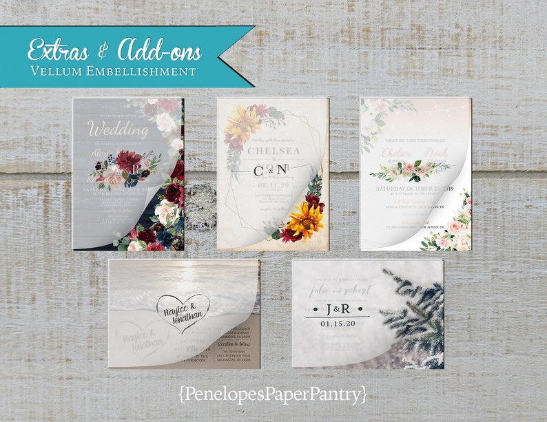 Vellum Invitation Overlay Personalized Translucent Sheer Onion Skin ...