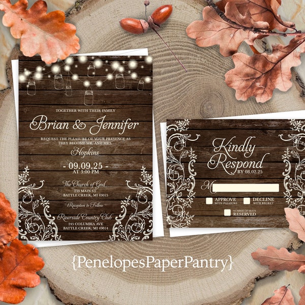 Lace Wedding Invitation Template - Etsy