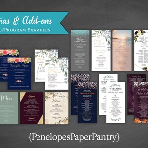 Wedding Program Timeline Day of Itinerary Menu Fan Panels Personalized ...