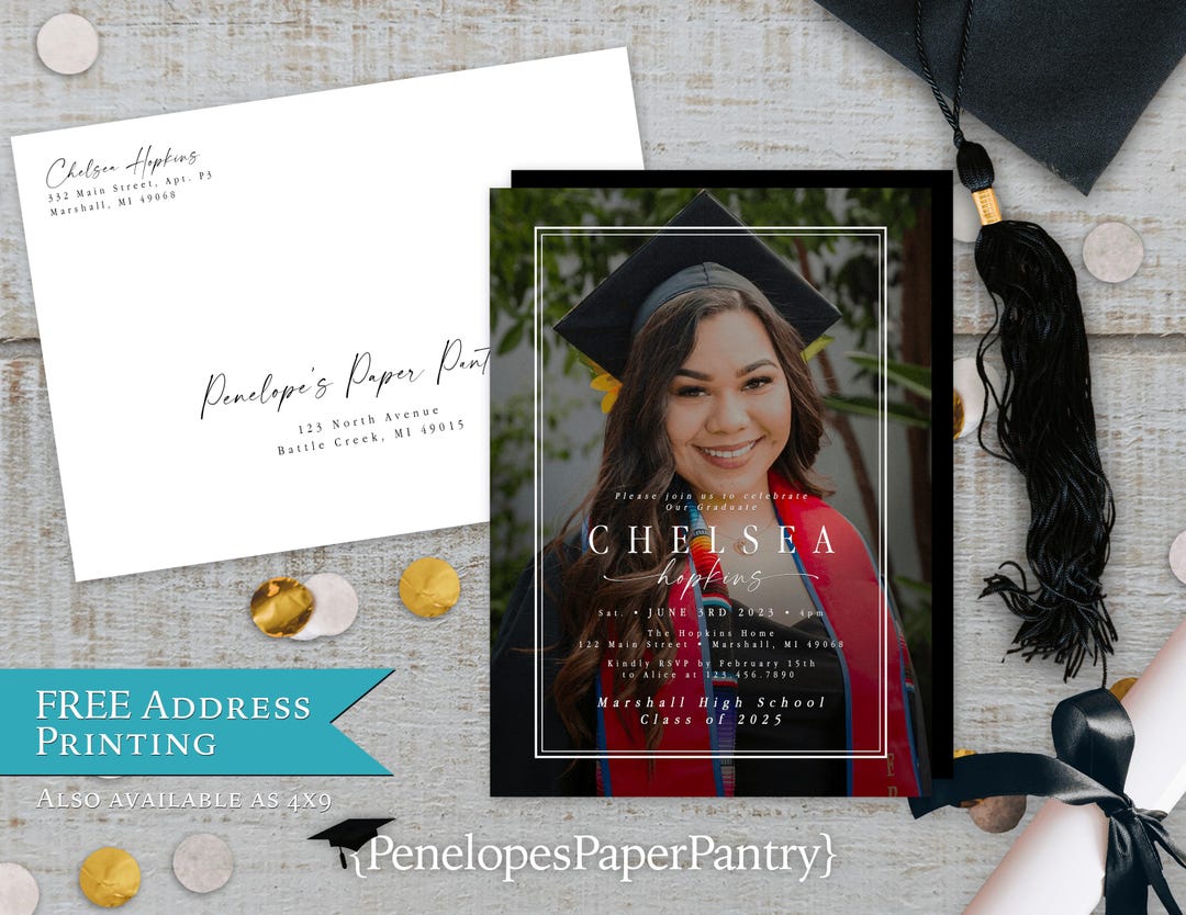 Classic Graduation Party Invitation Announcement Photo Invitation Class ...