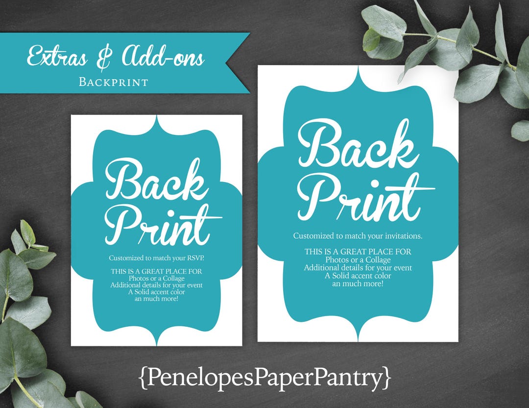 Personalized,invitation,back Print,wedding Invite Back Print,photo Back ...