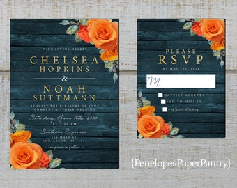 Teal Wedding Invitation | Etsy