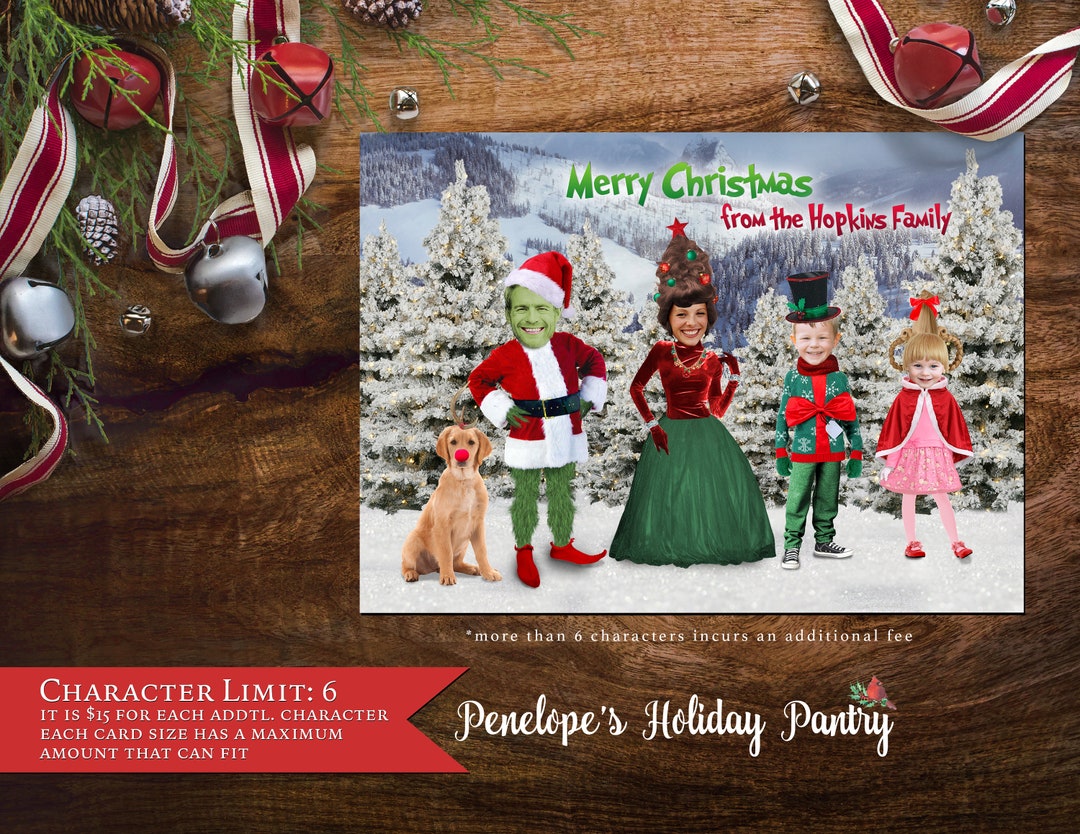 Personalized,grinch Family,christmas Family Photo Card,customized Photo ...