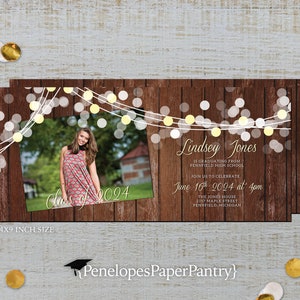 Rustic Graduation Invitation,photo Card,announcement,barn Wood,fairy ...
