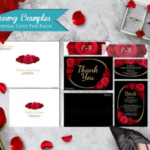 Romantic Red Rose Wedding Invitation,red Roses,wedding Invite,black ...