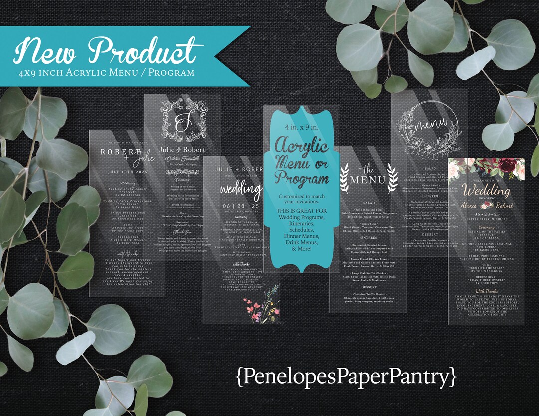 Acrylic Wedding Menu,acrylic Wedding Ceremony Program,custom Acrylic ...