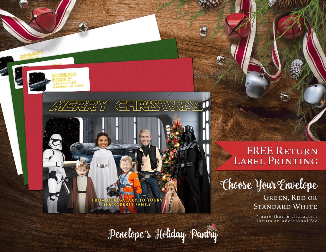 Funny Star Wars Christmas Family Photo Card,personalized,luke Skywalker ...