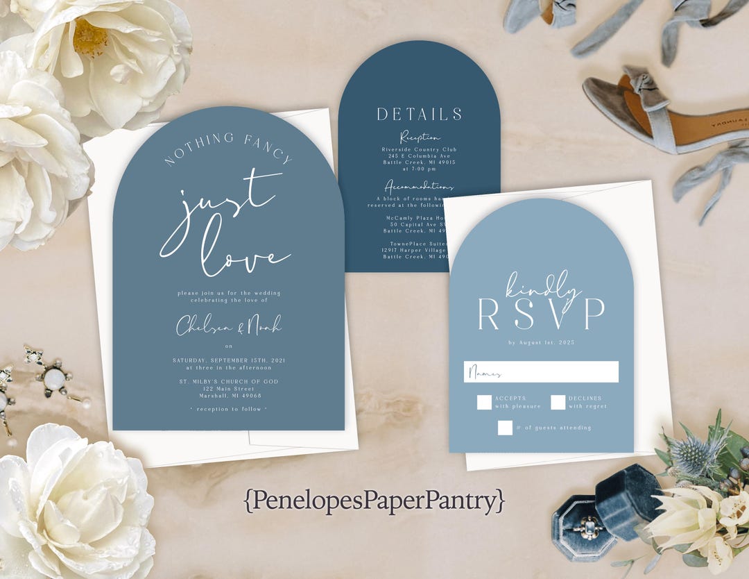 Shades of Blue,arch,wedding Invitation,personalized,blue Wedding Invite ...