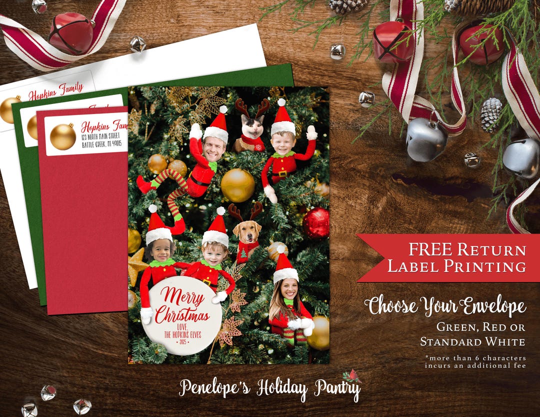 Funny Elf Family Christmas Photo Card Personalized Elves in A Christmas ...