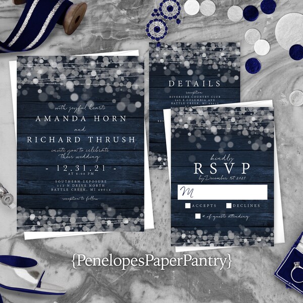 Navy Wedding Invites - Etsy