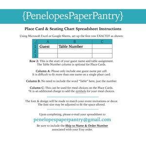 Custom Table Seating Cards,guest Names,table Placement Sign,seating ...