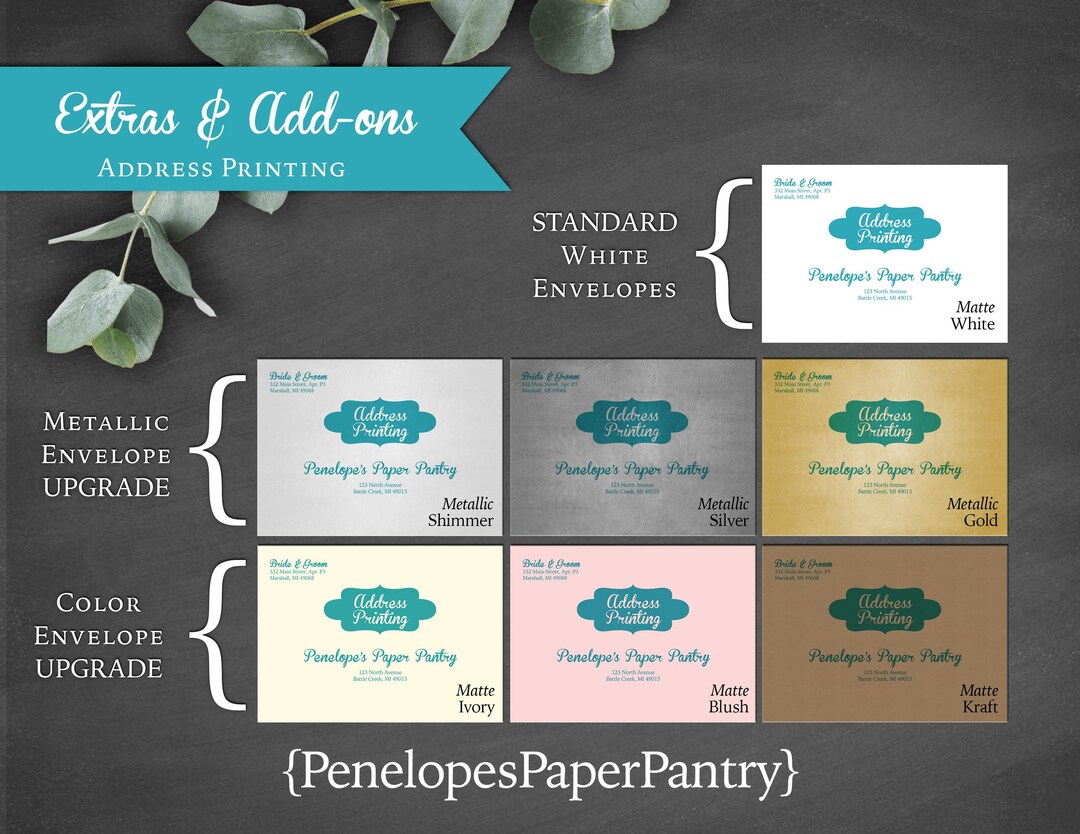 Envelope Address Printing Service Personalized Invitation RSVP Return ...