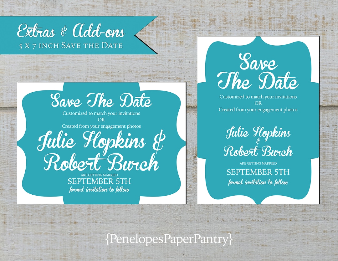 Custom Wedding Save the Date,5x7 Size,designed to Match Invitations ...