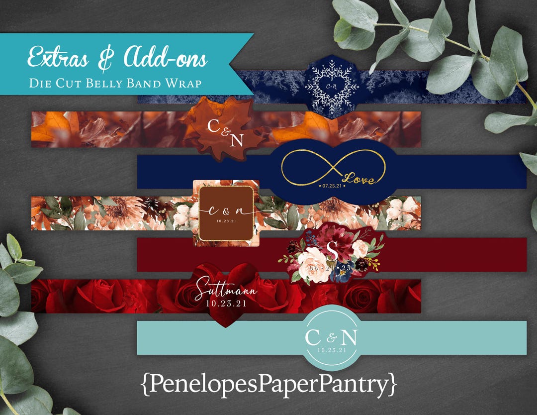 Custom Belly Bands Printed Contour Cut Personalized Invitation ...