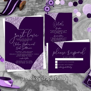 Elegant Purple Wedding Invitation,purple Wedding Invite,lavender ...