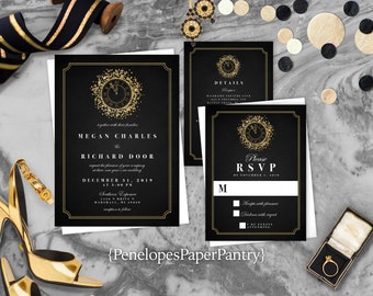 NYE Wedding Invitation New Years Eve Printable Editable - Etsy