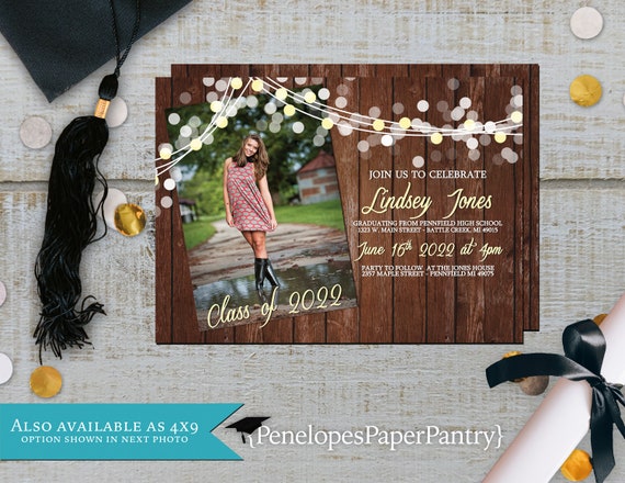 Rustic Graduation Invitationphoto Cardannouncementbarn | Etsy