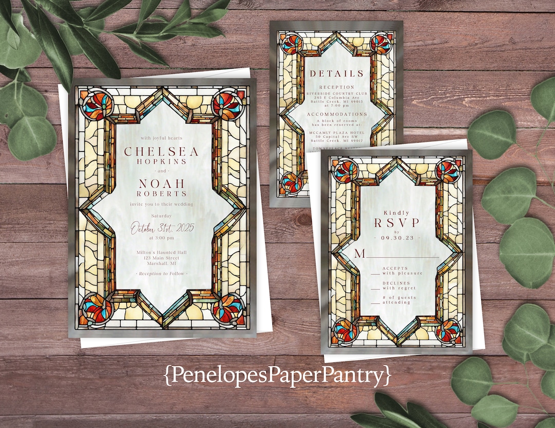 Stained Glass Wedding Invitation,stained Glass Wedding Invite,stain ...