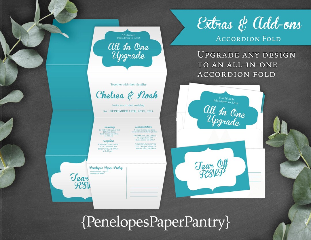 Printed All in One Trifold Wedding Invitation Personalized Accordion ...