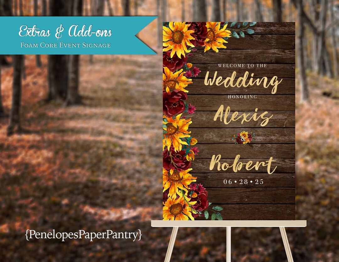 Rustic Fall Wedding Welcome Sign Foam Core Sign Personalize Printed ...