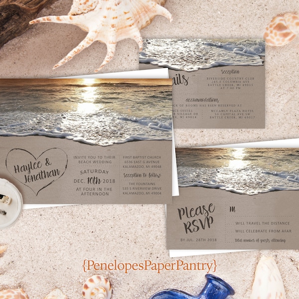 Beach Wedding Invite - Etsy