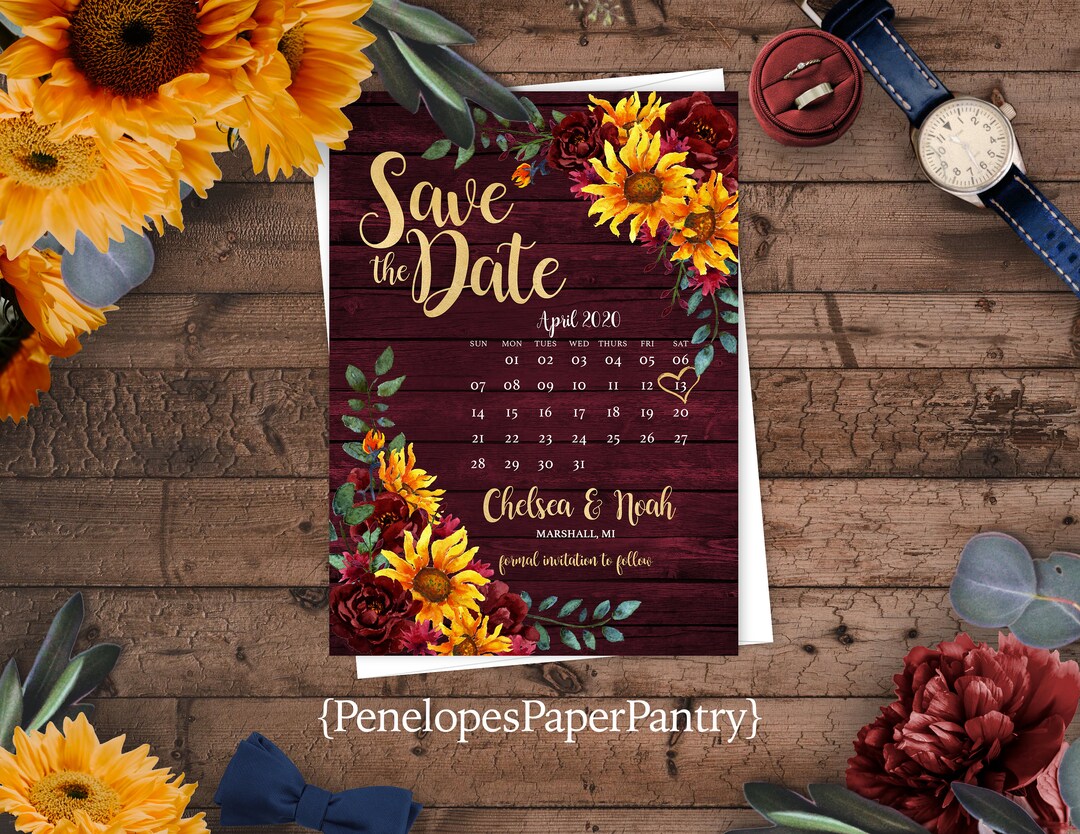Fall Wedding Save the Date,fall Wedding Save Our Date,calendar Save the ...