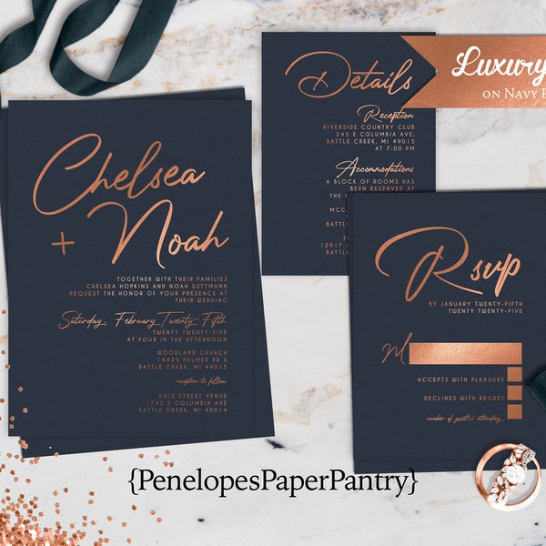 Copper Invitation - Etsy