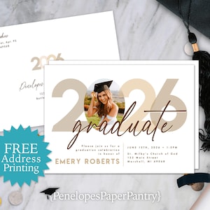 Class of 2026 Graduation Photo Invitation – Personalized Announcement ...