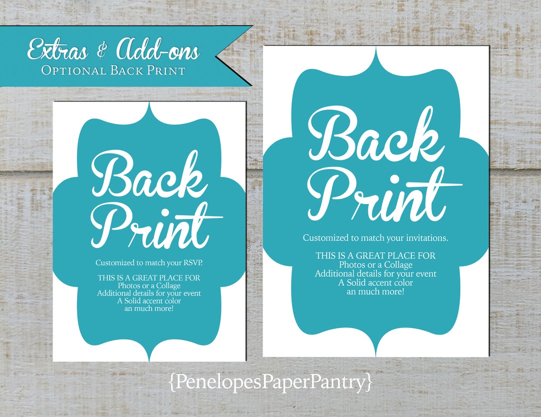 Personalized,invitation,back Print,wedding Invite Back Print,photo Back ...