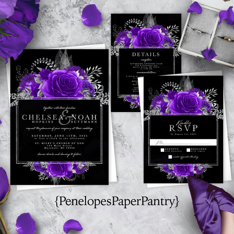 Wedding Invitations Purple - Etsy