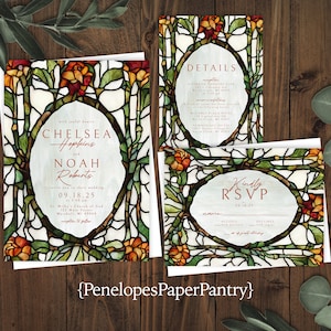 Oval Stained Glass Wedding Invitation,stained Glass Wedding Invite ...