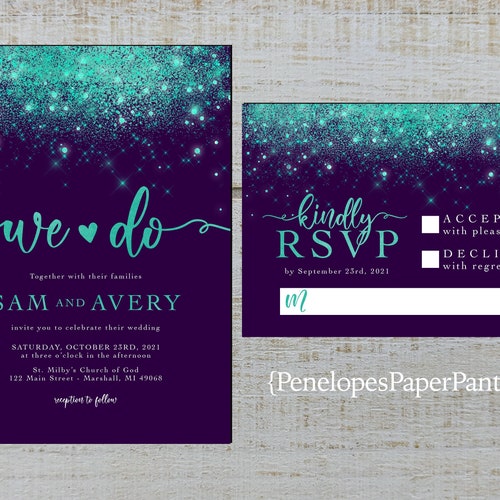 Elegant Purple and Teal Fall Wedding - Etsy