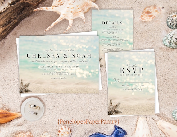 Beach wedding invitations starfish | Honestweddingadvice.com