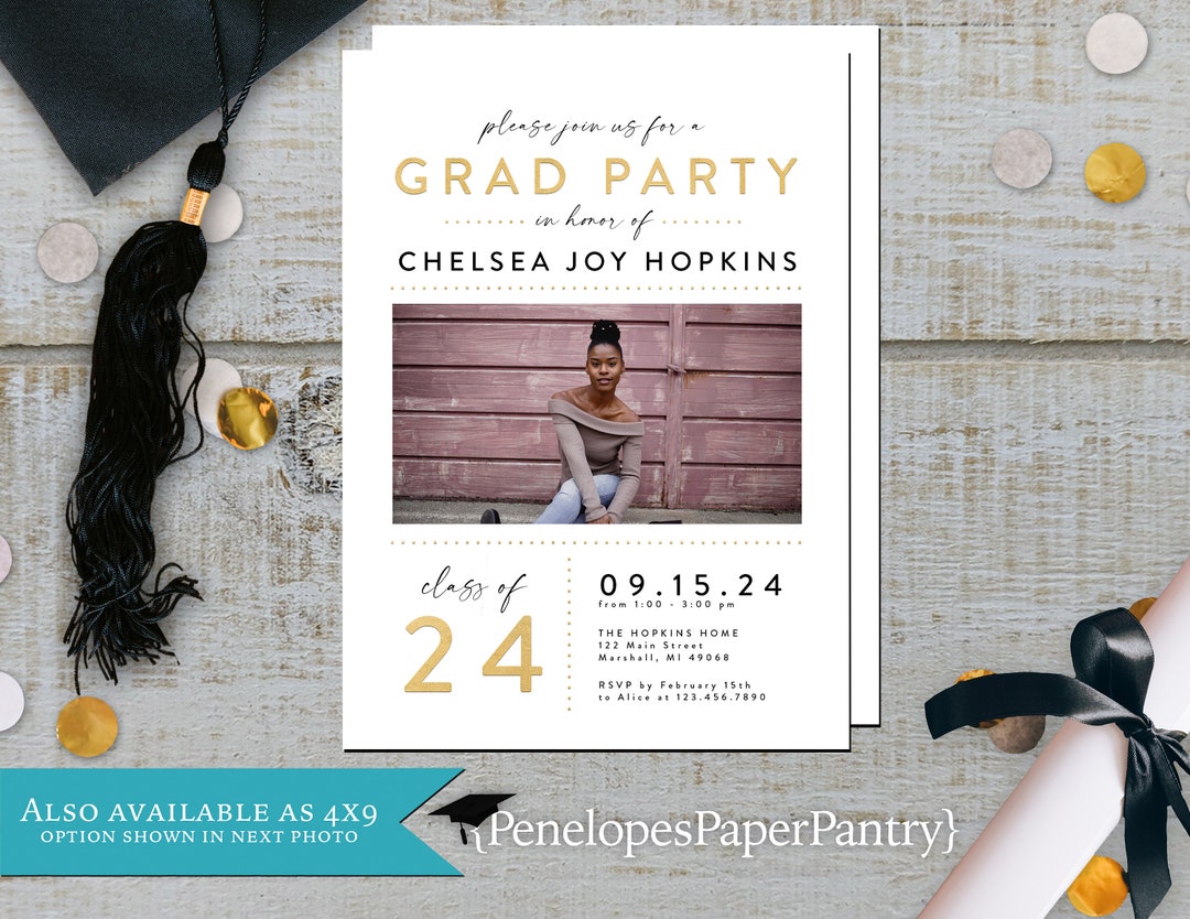 Fun Graduation Party Invitation,photo Invitation,class of 2024,unisex ...