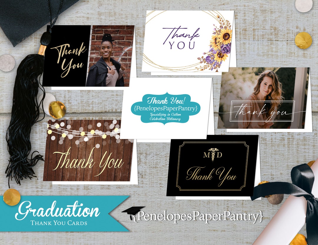 Graduation Thank You Cards,thank You Note Cards,grad Thank You Notes ...