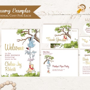 Winnie the Pooh Baby Shower Invitations, Gold Foil Printed With ...