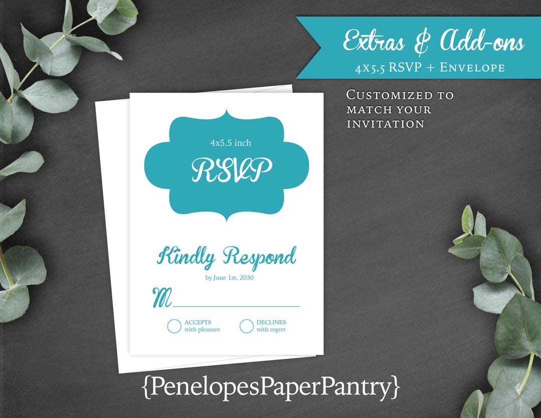 Custom Wedding RSVP, 4x5.5 Size,designed to Match,front Print Only ...