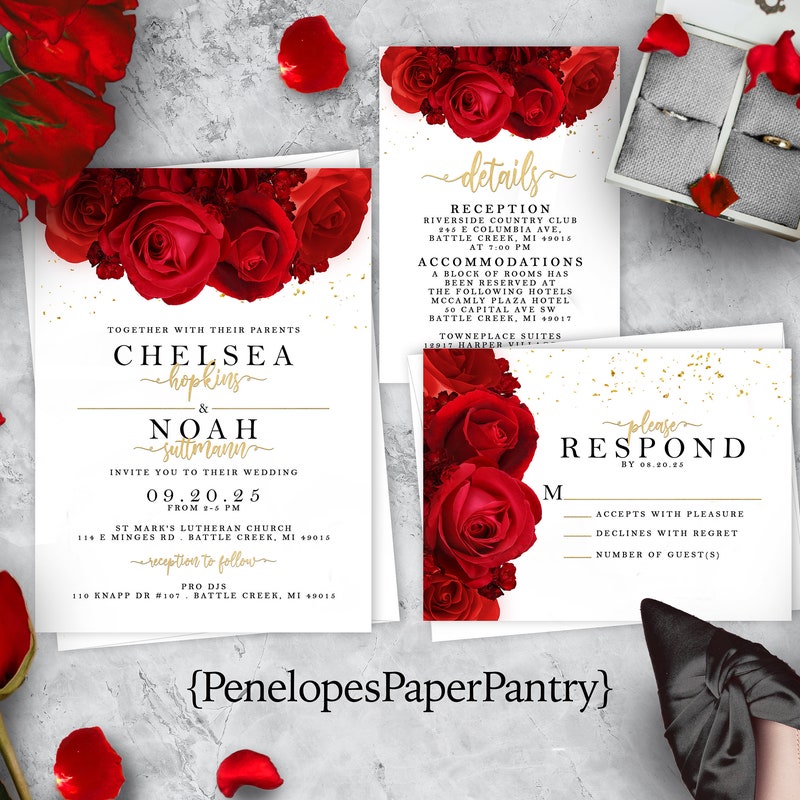 Roses Wedding Invitation - Etsy