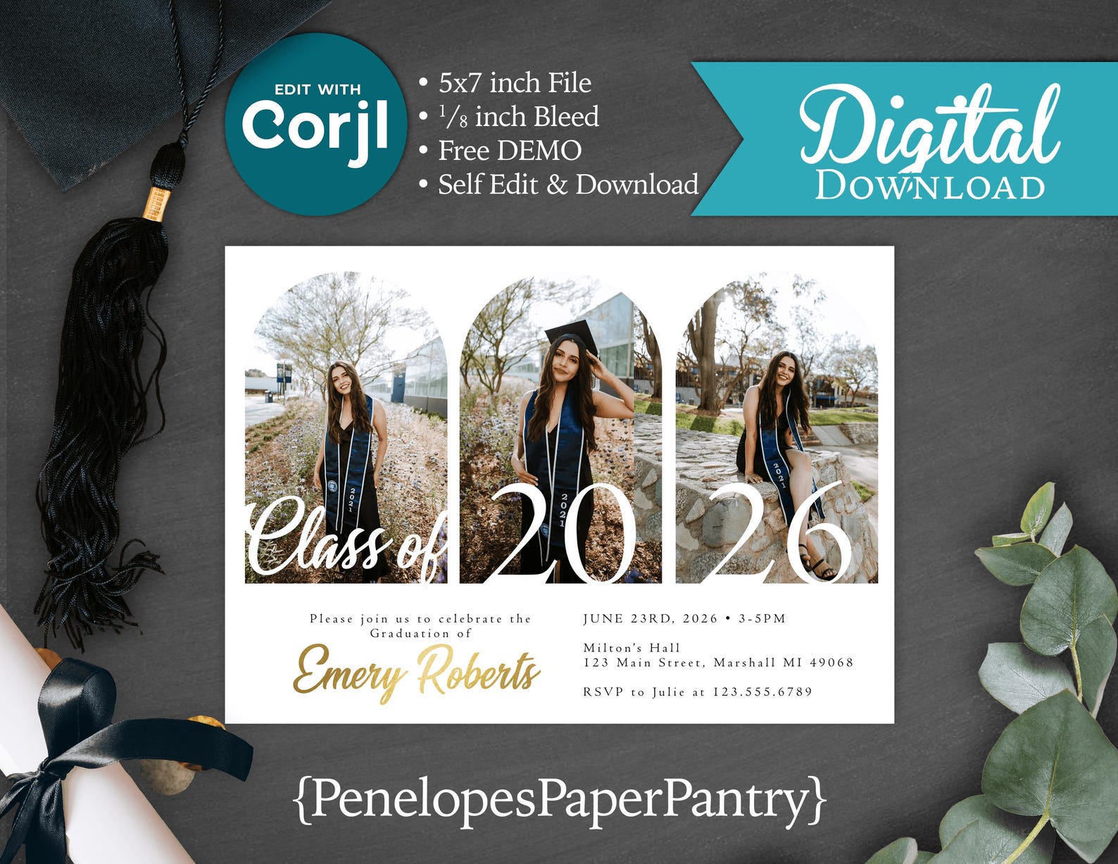 Digital Graduation Announcement Party Invitation Class of 2026 Instant ...