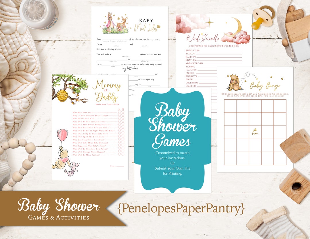 Printed Baby Shower Game Cards,made to Match,custom Baby Shower Games ...