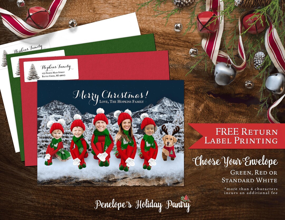 Funny Christmas Family Photo Card,elf Family,family as Elves,pets,snow ...