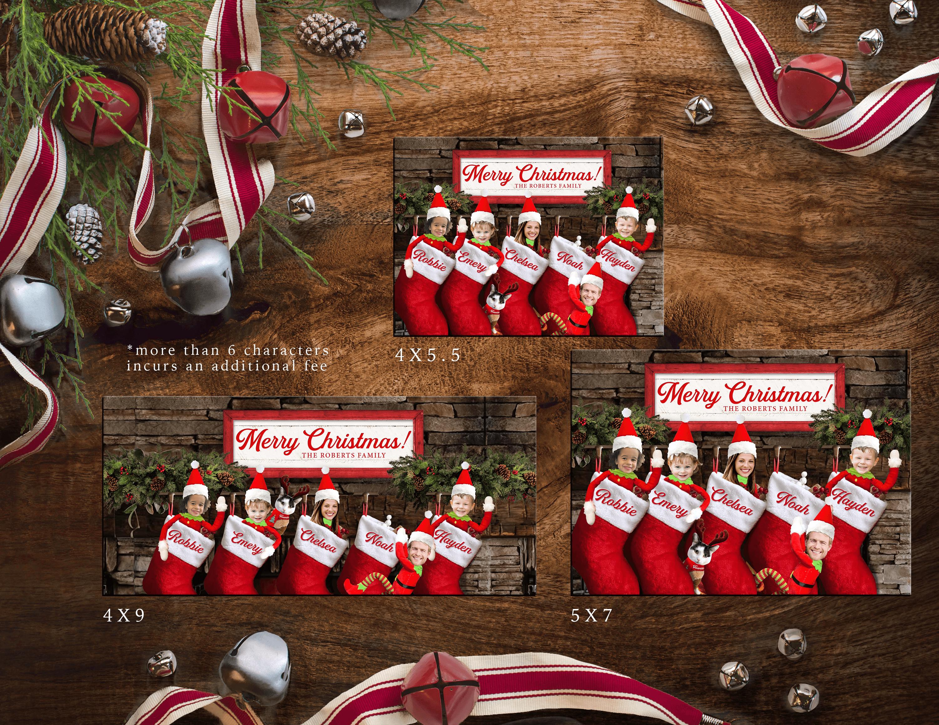 Funny Elf Christmas Family Photo Card Personalized Elves in Stockings ...