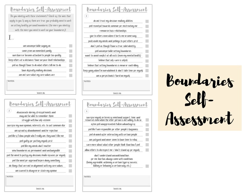Boundaries Bundle / Healthy Vs. Unhealthy Boundary Checklist / Setting ...