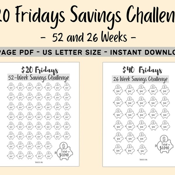 Saving Every Friday Challenge - Etsy