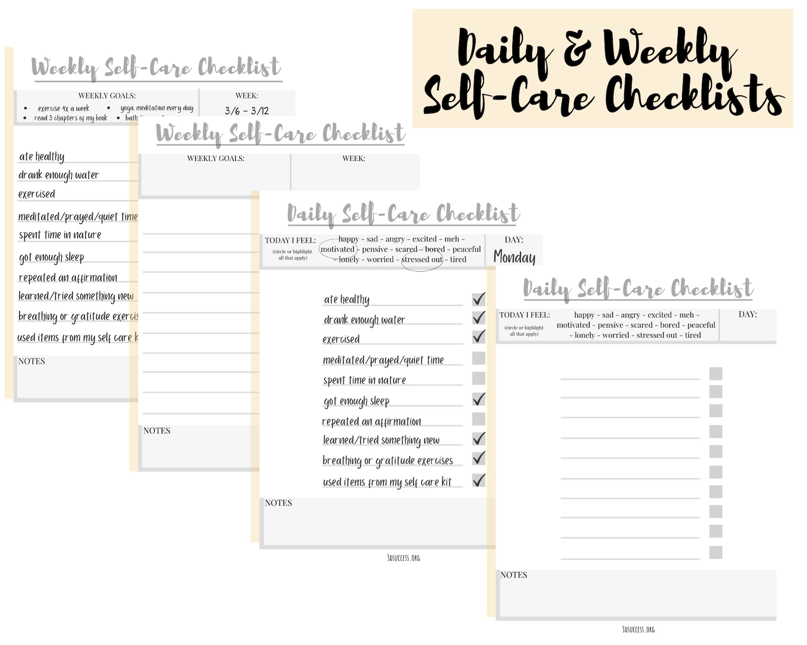 Self-care Plan Worksheets Printable PDF Bundle Self Care - Etsy