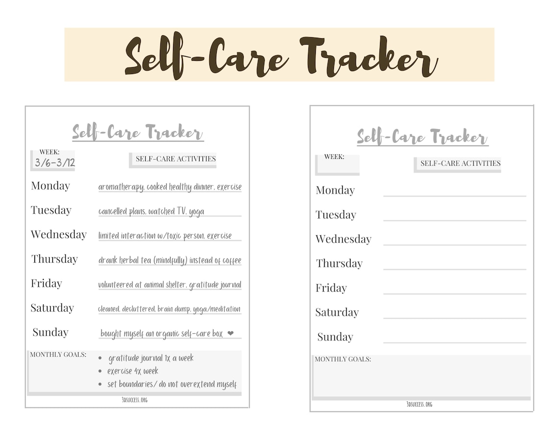 Self-care Plan Worksheets Printable PDF Bundle Self Care - Etsy