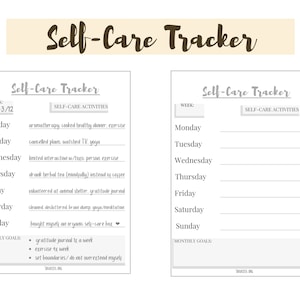 Self-care Checklist and Tracker / Daily and Weekly Self Care Printable ...